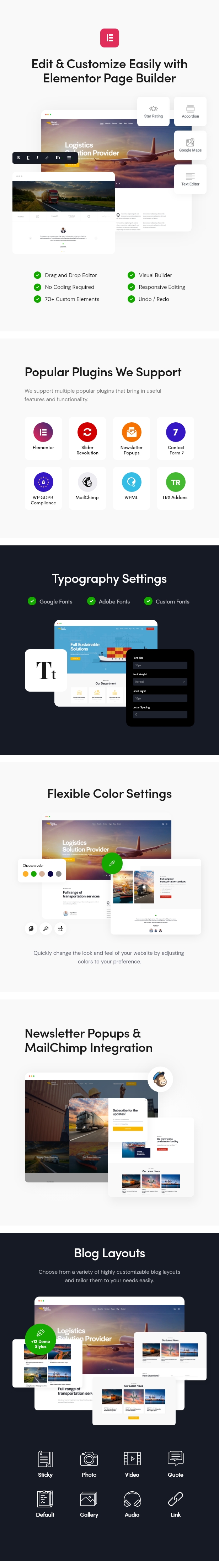 Logística Global | Tema WordPress de Transporte e Armazenagem - Pluginthemebr - Wordpress ...