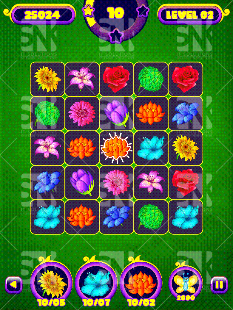 Flower Splash: Match-3 Puzzle Game UI Pack by S_N_K | GraphicRiver
