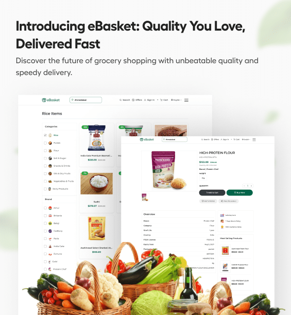eBasket - Single Vendor Food / Grocery Delivery Flutter app with Laravel Admin Panel + Delivery app
