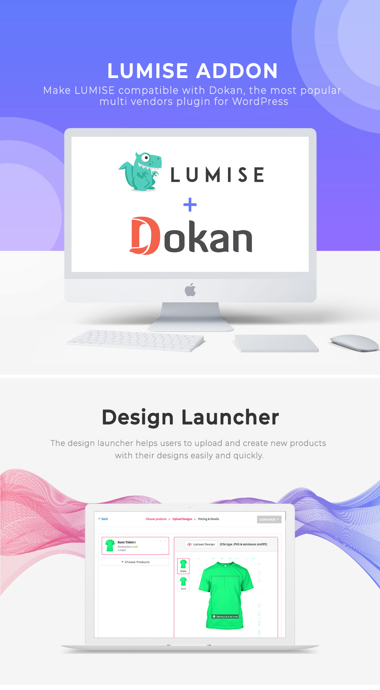 Complemento do Dokan Integrate & Design Launcher para LUMISE Product Designer - Pluginthemebr ...