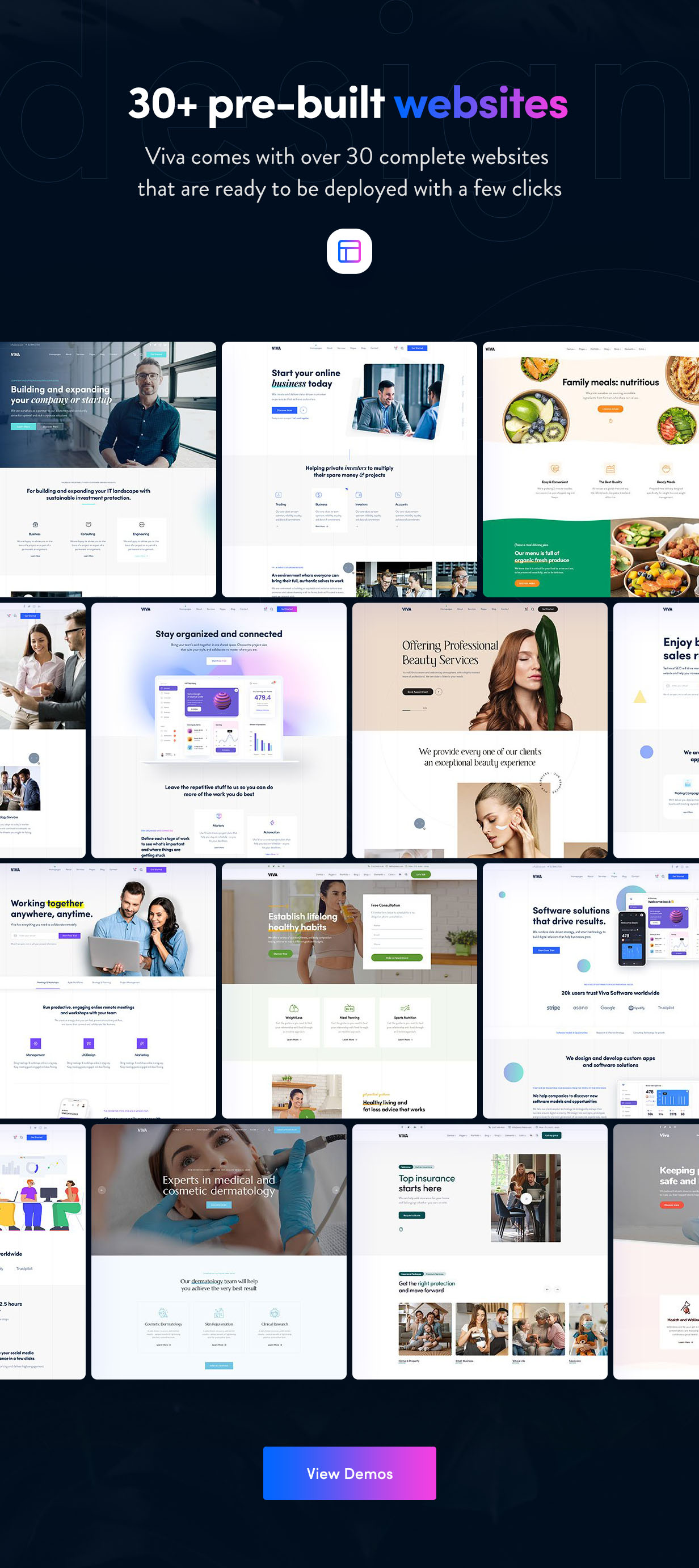 Viva含30组各行业演示企业建站WordPress主题-主题阁汉化