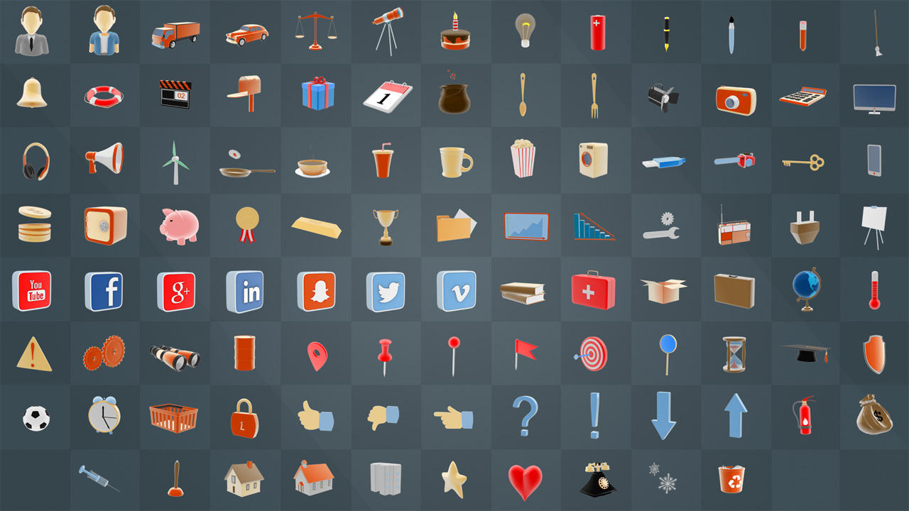 100 Animated 3D Icons by ziolo | VideoHive