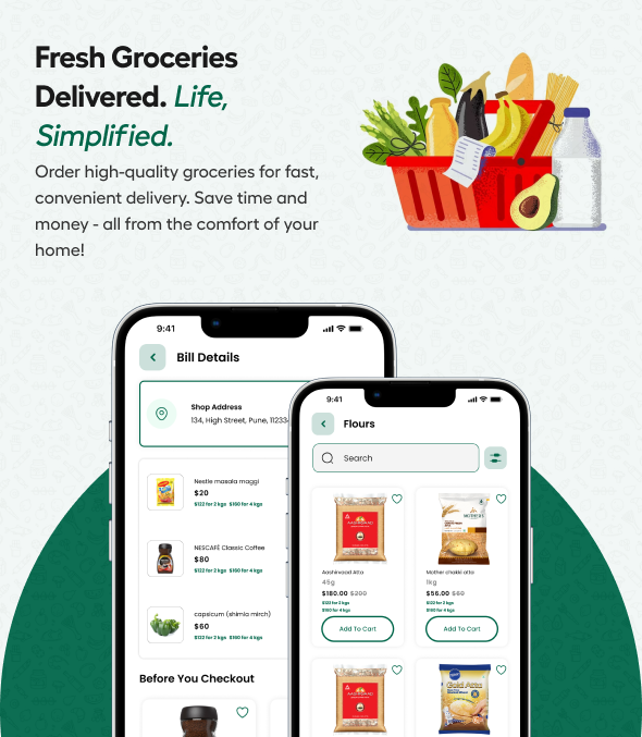 eBasket - Single Vendor Food / Grocery Delivery Flutter app with Laravel Admin Panel + Delivery app