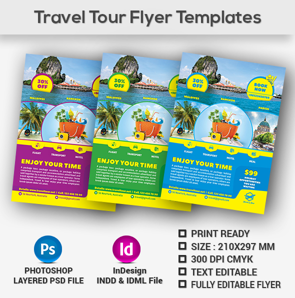 Travel Tour Flyer Templates by Creative-Touch | GraphicRiver