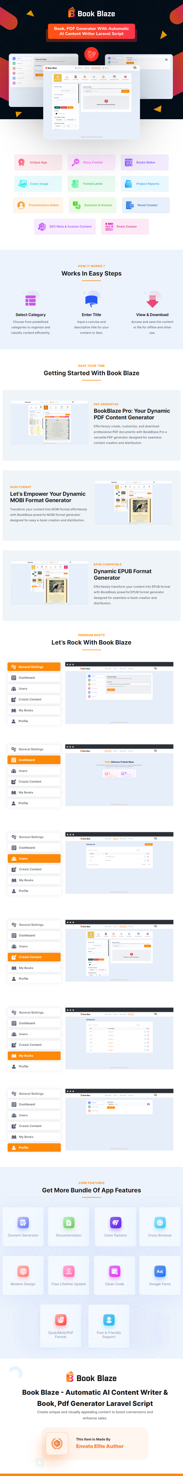 Book Blaze - Book, PDF Generator With Automatic AI Content Writer Laravel Script - Top New Code