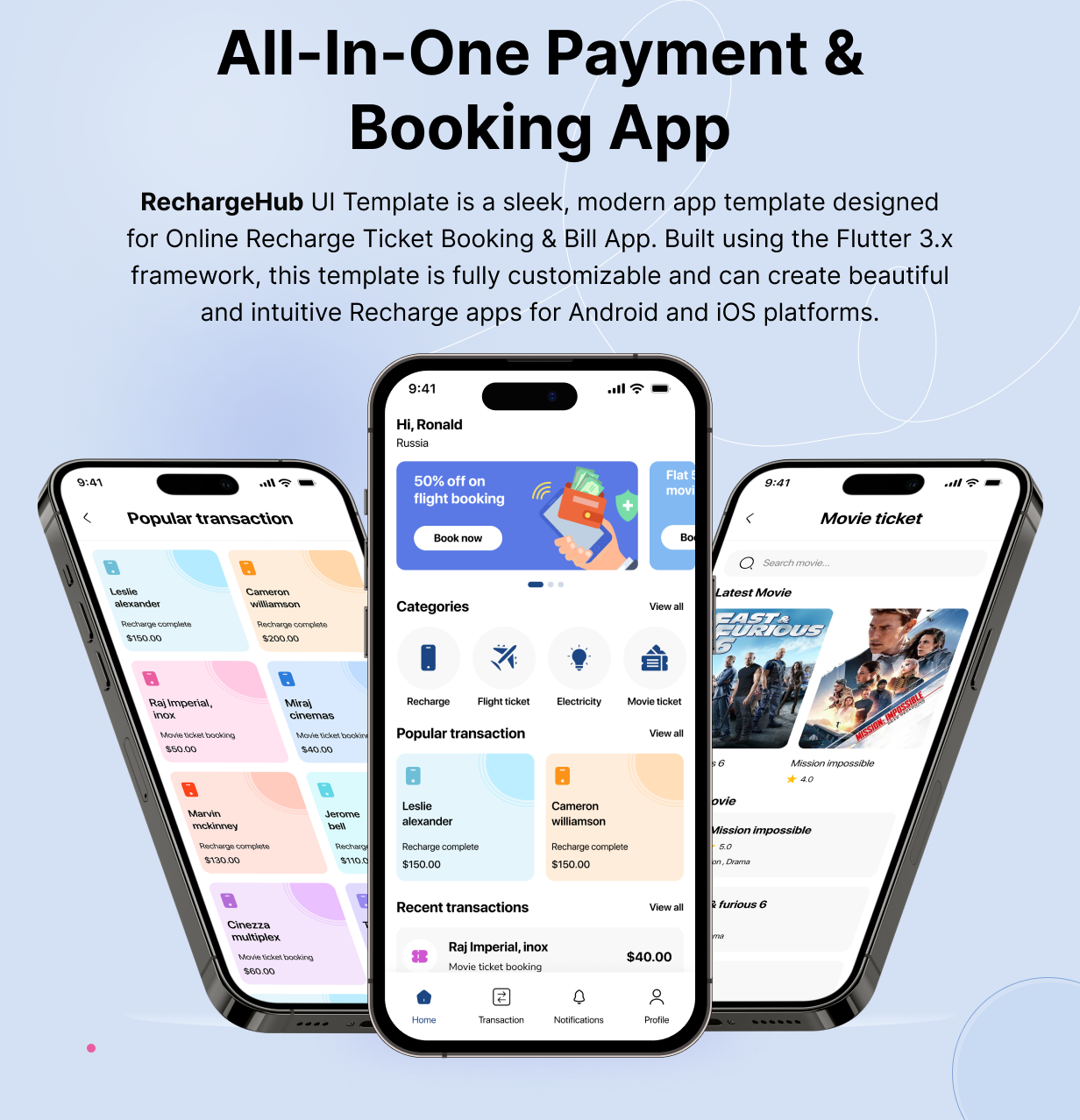 RechargeHub UI Template: All-in-One Payment & Booking in Flutter ...