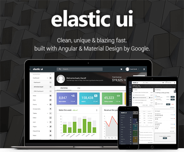 elastic ui - Angular 5 Material Design & Redux Admin Template by visurel